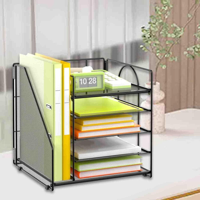 5 Tier Paper Tray Organizer with File Holder — Off The Back