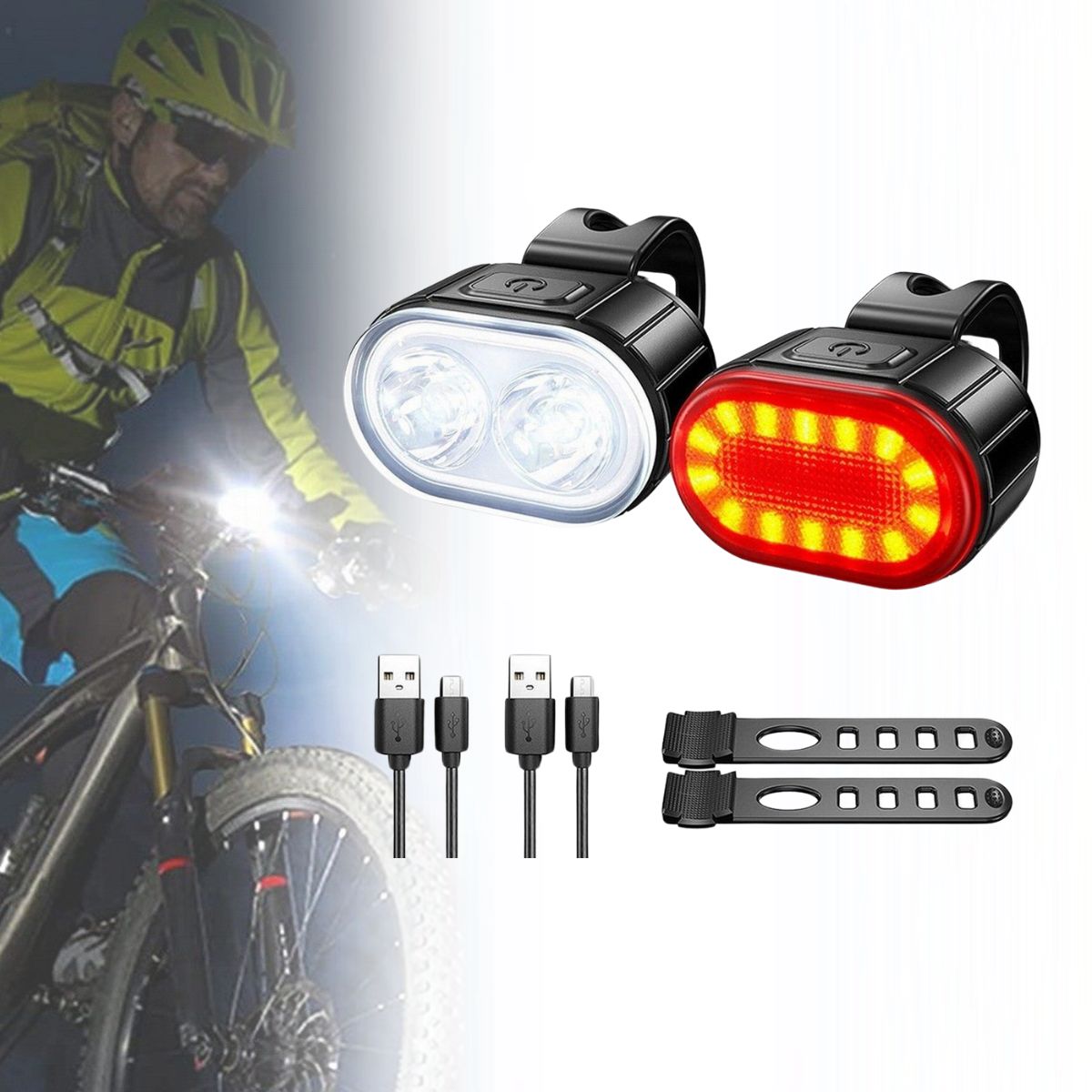 Rechargeable Bicycle Front and Taillight Bike Lights — Off The Back