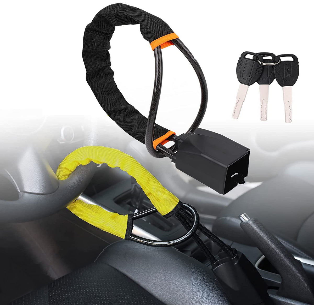 Universal Anti-Theft Steering Wheel Steel Wire Lock — Off The Back