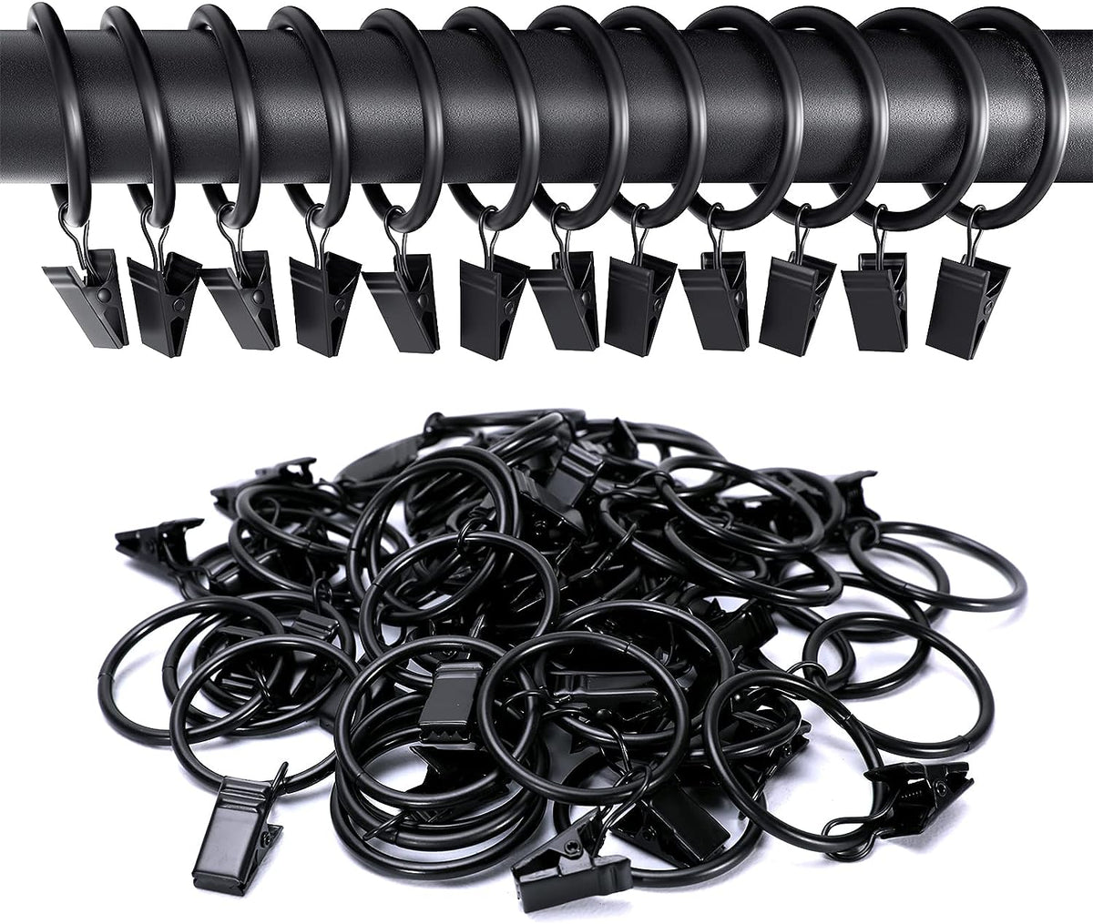 30 Pack Curtain Rings with Clips Hooks — Off The Back