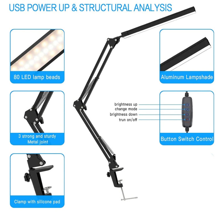 Clip On Swing Arm LED Desk Light — Off The Back