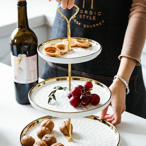 3 Tier Ceramic High Tea Stand White — Off The Back