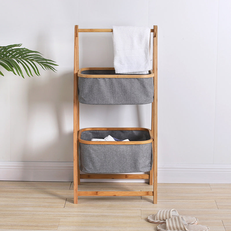 Natural Bamboo 2 Tier Laundry Basket Rack — Off The Back