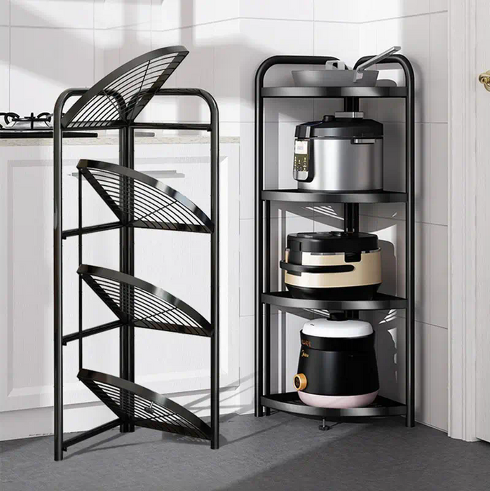 Foldable 4 Tier Steel Corner Shelving Unit — Off The Back