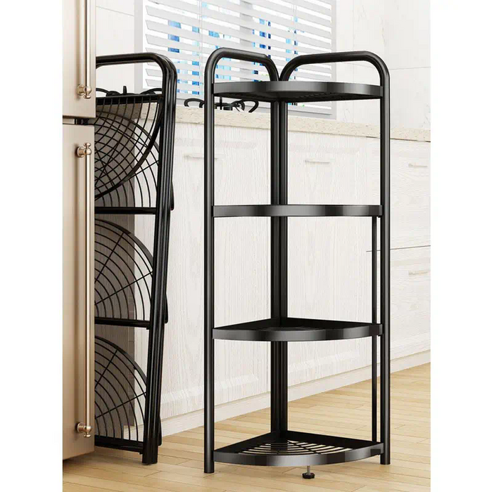 Foldable 4 Tier Steel Corner Shelving Unit — Off The Back